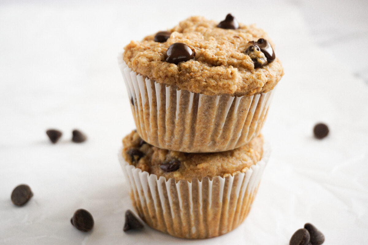 Chocolate Chip Pear Sauce Muffins - Liv's Little Muffins